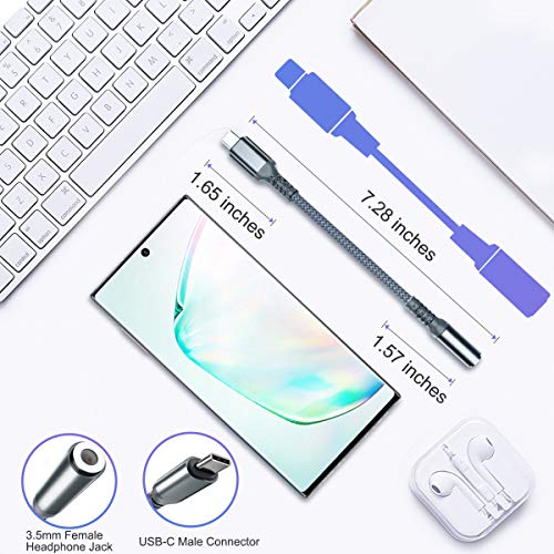 USB C to 3.5mm Adapter,Type C 1/8 Inch Headphone Jack Audio Aux Converter for Samsung Galaxy A53,S20 S21 S22 Ultra Plus Note 10 20,Google Pixel 5 XL,iPad Pro Air 4 4th 5th 2021 Mini 6 6th Generation