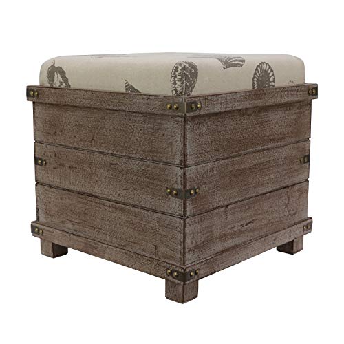 Decor Therapy Hadley Weathered Storage Ottoman, Barnwood