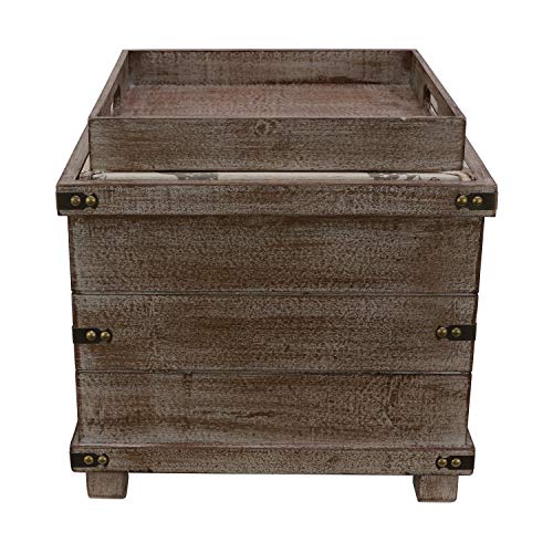 Decor Therapy Hadley Weathered Storage Ottoman, Barnwood