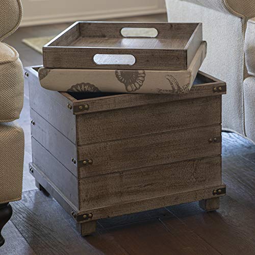 Decor Therapy Hadley Weathered Storage Ottoman, Barnwood