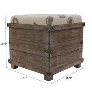 Decor Therapy Hadley Weathered Storage Ottoman, Barnwood