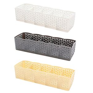 2pc storage bins, 5 cells plastic organizer storage box tie bra socks drawer cosmetic divider for home bedroom