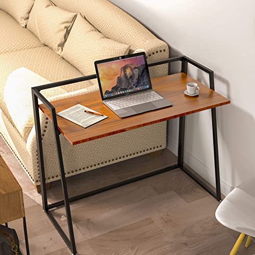 EUREKA ERGONOMIC Foldable Desk 41", No Assembly Required Home Office Small Folding Computer Desk Table for Small Spaces Study Writing Work, Portable, Easy to Fold Up or Down, Space Saving, Brown