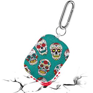 [ Compatible with AirPods Pro ] Shockproof Soft TPU Gel Case Cover with Keychain Carabiner for Apple AirPods (Day Dead Colorful Sugar Skull)