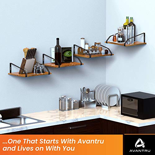 Avantru, Floating Shelves Deep, Floating Shelves Wall Mounted, Large Wall Shelf, Wide Shelf, Pinewood, for Kitchen, Bedroom, Bathroom, Living Room, Office. Set of 2. Use: Décor, Photos, Books