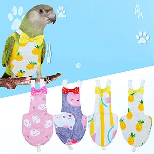 Balacoo Bird Parrot Diaper Washable Resuable Flight Suit Liners with Bowtie,Soft Bird Pee Pad for Cockatiel,Budgie Parakeet, Cockatoos (2Pcs Random Style)