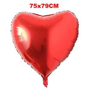 32 inch Big Pink red Heart Giant Balloon for Birthday Wedding Party Decoration Valentine's Day Heart foil Balloon Helium Inflatable (32 inch Heart Red)