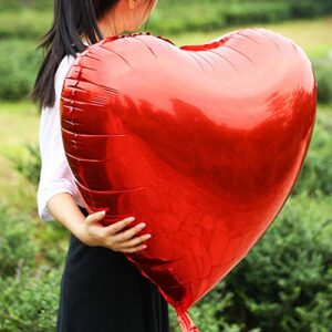 32 inch Big Pink red Heart Giant Balloon for Birthday Wedding Party Decoration Valentine's Day Heart foil Balloon Helium Inflatable (32 inch Heart Red)