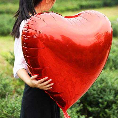 32 inch Big Pink red Heart Giant Balloon for Birthday Wedding Party Decoration Valentine's Day Heart foil Balloon Helium Inflatable (32 inch Heart Red)