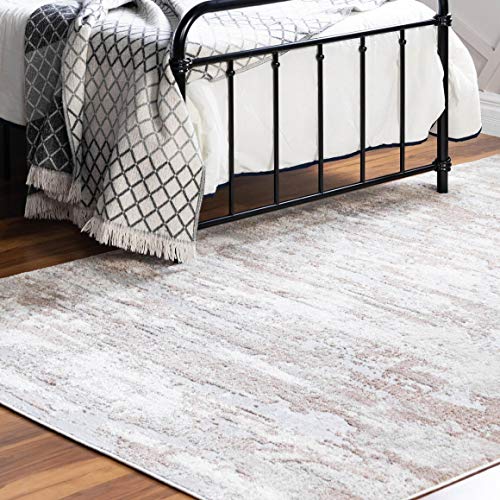 Rugs.com Caspian Collection Area Rug – 9' x 12' Beige Low-Pile Rug Perfect for Living Rooms, Large Dining Rooms, Open Floorplans