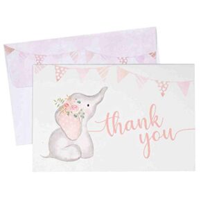 gsm brands thank you cards for baby shower with girl theme - 20 cards with envelopes (4 inch x 6 inch)