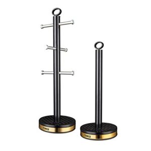 tower mug tree and towel pole, us:one size, black