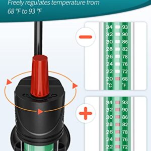 Uniclife Aquarium Heater 25W/50W/100W/200W Adjustable Submersible Heating Rod with Electronic Thermostat LED Indicator Light and Thermometer Sticker for Freshwater Marine Fish Tanks