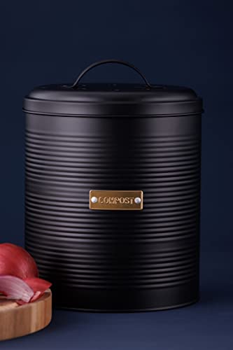 Typhoon Compost Caddy, Black/Gold, 2.5 Litre