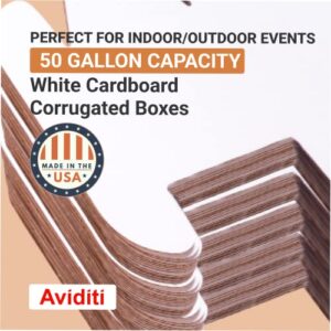 AVIDITI Cardboard Trash Cans and Recycling Bins, 50 Gallon 18"L x 18"W x 36"H, 10-Pack | Reuseable and Disposeable Pop Up Garbage Boxes Container for Party, Parties, Recycle, Outdoor Events, White Box 18x18x36