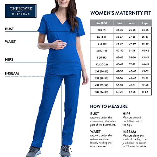 Cherokee Women Scrubs Top Workwear Revolution Maternity Mock Wrap WW688, S, Navy