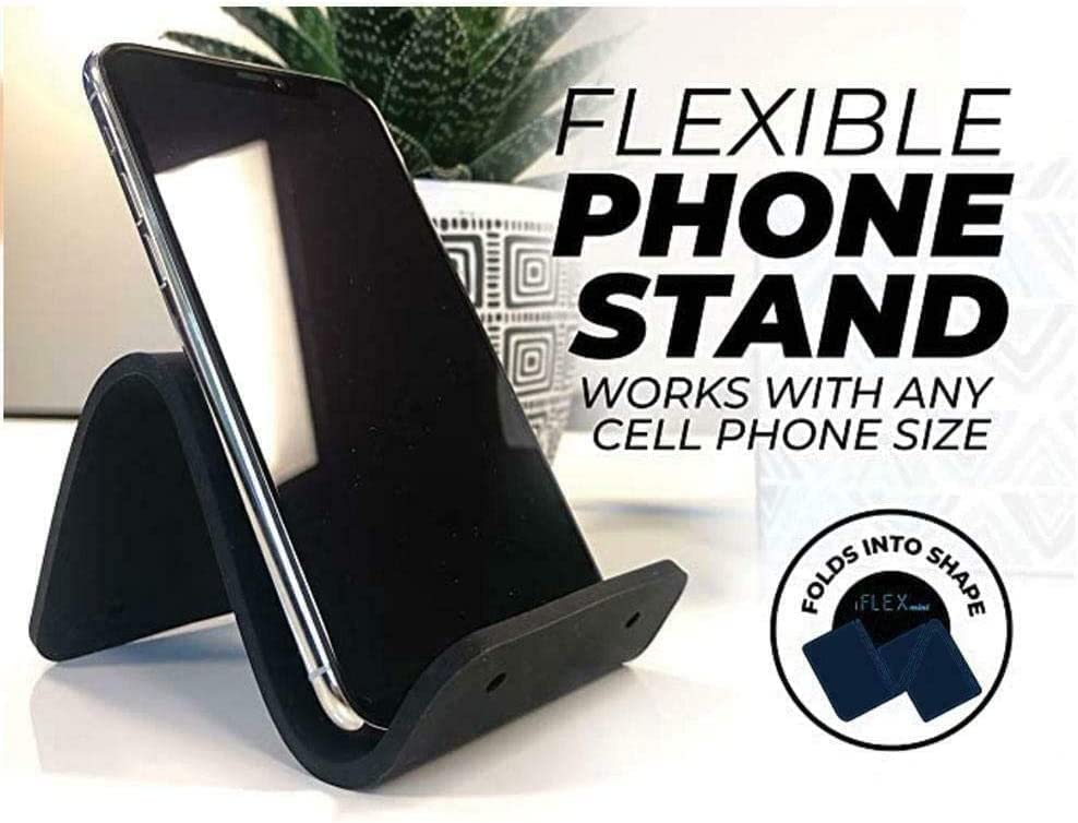 iFLEX Mini Flexible Phone Holder for Travel, Work and Home – This Travel Cell Phone Stand is The Perfect iPhone Holder and Works with Any Smartphone – Non-Slip Grip, Strong and Durable - Black