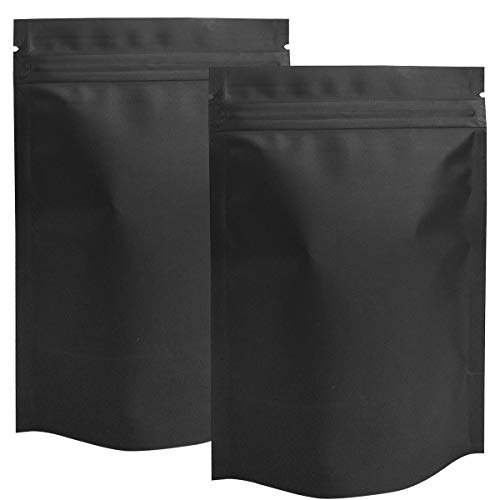 STUs 100 Pack Smell Proof Stand-Up Bags - 4 x 6 Inch Resealable Mylar Bags Foil Pouch Double-Sided Bag Matte Black