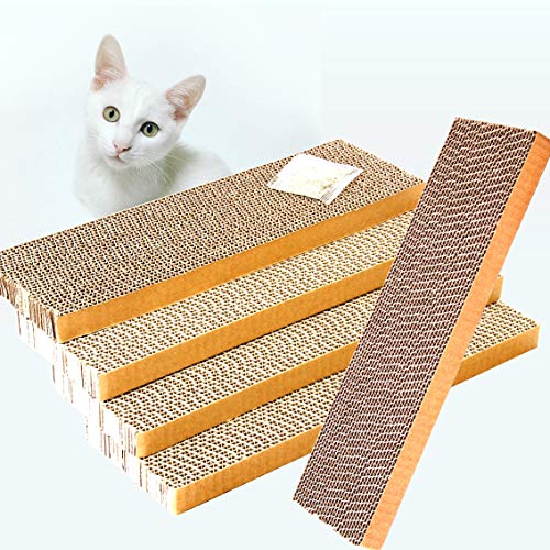 ShioSel, Cat Scratch Pads, Scratcher Cardboards Scratching Pads, Catnip Included, 5-Pack (Slim)