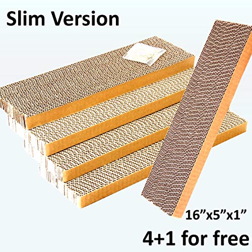 ShioSel, Cat Scratch Pads, Scratcher Cardboards Scratching Pads, Catnip Included, 5-Pack (Slim)