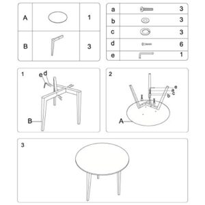 CangLong Modern Round End Side Kitchen Living Leisure Pedestal Wooden Coffee White Dining Room Home Furniture Table for Use in Bedroom