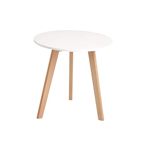 CangLong Modern Round End Side Kitchen Living Leisure Pedestal Wooden Coffee White Dining Room Home Furniture Table for Use in Bedroom