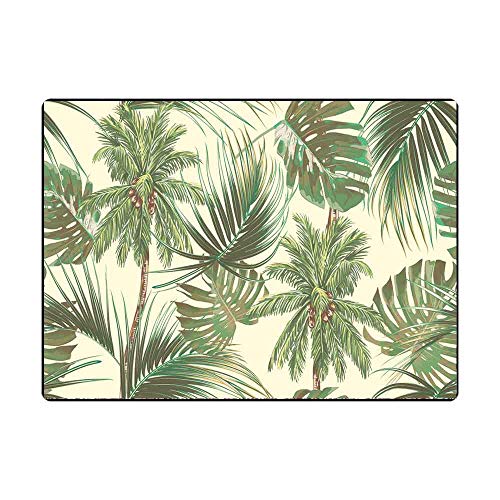 Sertiony Modern Area Rug Washable Area Rug 5X7 Feet Palm Trees Tropical Leaves Monstera Leaf Summer Pattern Background Botanical Decoration Living Room Bathroom Bedroom