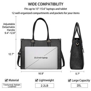 Laptop Bag for Women 15.6 Inch Waterproof Lightweight Leather Laptop Tote Bag Womens Professional Business Office Work Bag Briefcase Computer Bag Shoulder Handbag Black