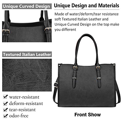 Laptop Bag for Women 15.6 Inch Waterproof Lightweight Leather Laptop Tote Bag Womens Professional Business Office Work Bag Briefcase Computer Bag Shoulder Handbag Black