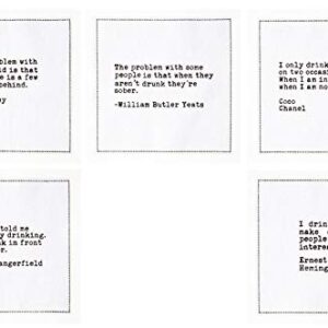 Five Star Napkins Drinking Quotes, White Cotton Cocktail Napkins, Beverage Napkins, Bar Napkins, Cloth Napkins, Party Napkins, Events, Holidays, Weddings, Birthdays, Disposable, 4.5" x 4.5"- (50x)