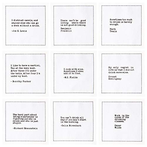 Five Star Napkins Drinking Quotes, White Cotton Cocktail Napkins, Beverage Napkins, Bar Napkins, Cloth Napkins, Party Napkins, Events, Holidays, Weddings, Birthdays, Disposable, 4.5" x 4.5"- (50x)