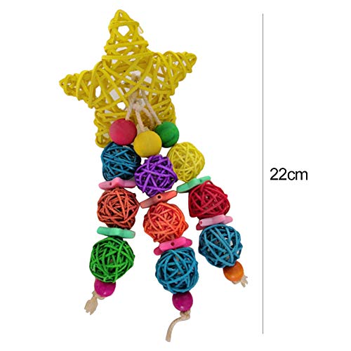 N/ hfjeigbeujfg Bird Toy,Parrot Cage Chewing Toys Wood Stars Rattan Balls Pet Bird Cockatoo Parrot Hanging Chewing Toy - Random Color