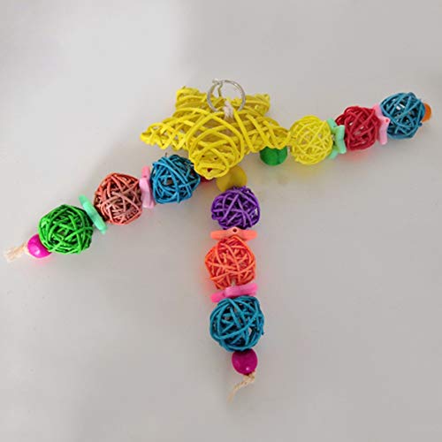 N/ hfjeigbeujfg Bird Toy,Parrot Cage Chewing Toys Wood Stars Rattan Balls Pet Bird Cockatoo Parrot Hanging Chewing Toy - Random Color