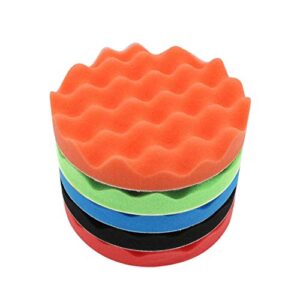 Polishing Pads,7 Pcs 7" Polishing Waxing Buffing Sponge Pads Kit Compound Car Polisher with Woolen Buffer and Adhesive Backer Pad for Auto Car Polisher Cleaning Vehicle Wash