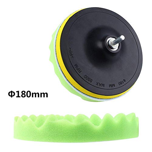 Polishing Pads,7 Pcs 7" Polishing Waxing Buffing Sponge Pads Kit Compound Car Polisher with Woolen Buffer and Adhesive Backer Pad for Auto Car Polisher Cleaning Vehicle Wash