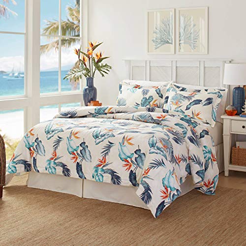 Tommy Bahama - Queen Comforter Set, Cotton Bedding with Matching Shams & Bedskirt, All Season Home Decor (Birdseye View Blue, Queen)