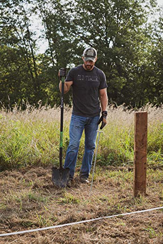 Hooyman Digging Shovel with Heavy Duty Carbon Steel Head Construction, Ergonomic No-Slip H-Grip, Oversized Steps, and Serrated Blades for Gardening, Land Management, Yard Work, Farming and Outdoors