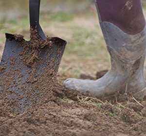 Hooyman Digging Shovel with Heavy Duty Carbon Steel Head Construction, Ergonomic No-Slip H-Grip, Oversized Steps, and Serrated Blades for Gardening, Land Management, Yard Work, Farming and Outdoors