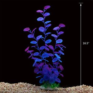 2Pcs Aquarium Decorations Artificial Plants for Fish Tank,12 inches,Safe for All Fish (AL68 Purple 2 Pcs)