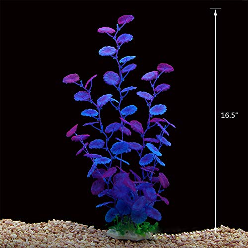 2Pcs Aquarium Decorations Artificial Plants for Fish Tank,12 inches,Safe for All Fish (AL68 Purple 2 Pcs)