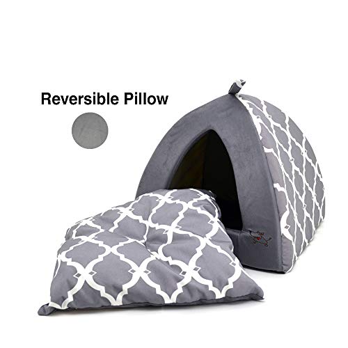 Pet Tent-Soft Bed for Dog and Cat by Best Pet Supplies - Gray Lattice, 16" x 16" x H:14"