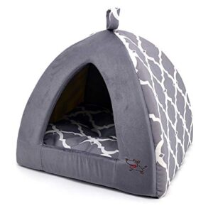 Pet Tent-Soft Bed for Dog and Cat by Best Pet Supplies - Gray Lattice, 16" x 16" x H:14"