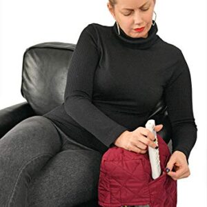 Home-X Left Couch Armrest Cover with 2 Storage Pockets, Sofa or Loveseat Organizer, Burgundy, 9 ½” L x 5” W