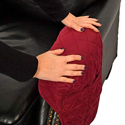 Home-X Left Couch Armrest Cover with 2 Storage Pockets, Sofa or Loveseat Organizer, Burgundy, 9 ½” L x 5” W