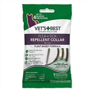 vet's best flea and tick repellent collar for cats - flea and tick prevention for cats - plant-based ingredients - certified natural oils - up to 20” neck size