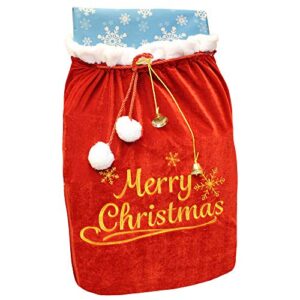 JOYIN Christmas Santa Sack with Cord Drawstring (31" x 27") for Indoor Xmas Give Decoration, Holiday Gift Décor, Giant Presents Gifts Wrap.