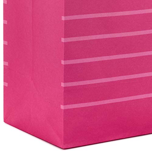 Hallmark 11" Large Pink Gift Bags (Pack of 3 Bags, Stripes) for Birthdays, Mother's Day, Valentine's Day, Baby Showers, Bridal Showers, Bridesmaids Gifts, Bachelorette Parties