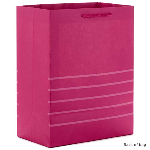 Hallmark 11" Large Pink Gift Bags (Pack of 3 Bags, Stripes) for Birthdays, Mother's Day, Valentine's Day, Baby Showers, Bridal Showers, Bridesmaids Gifts, Bachelorette Parties