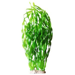 unootel lantian grass cluster aquarium décor plastic plants extra large 22 inches tall, green