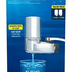 Brita Water Filter for Sink, Faucet Mount Water Filtration System for Tap Water, Reduces 99% of Lead, Chrome